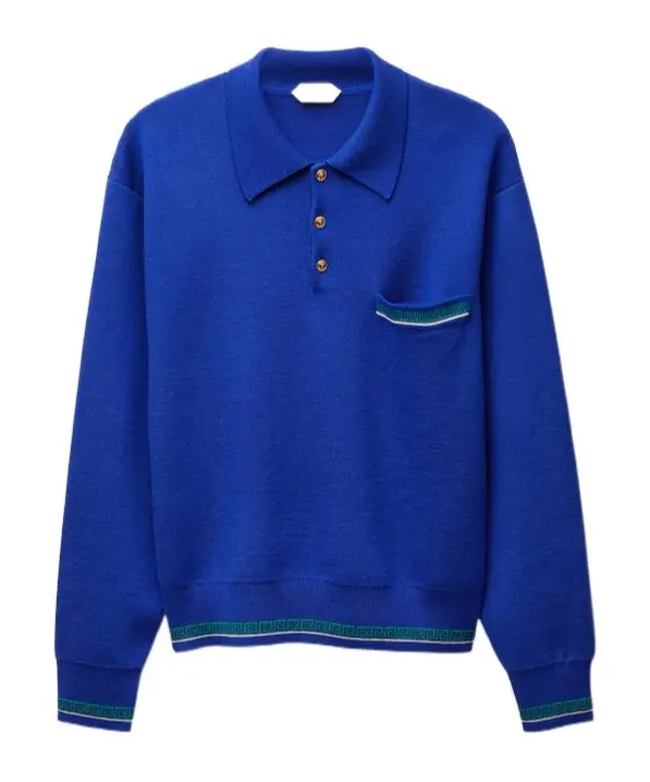 Versace Jacquard Wool-knit Polo Sweater