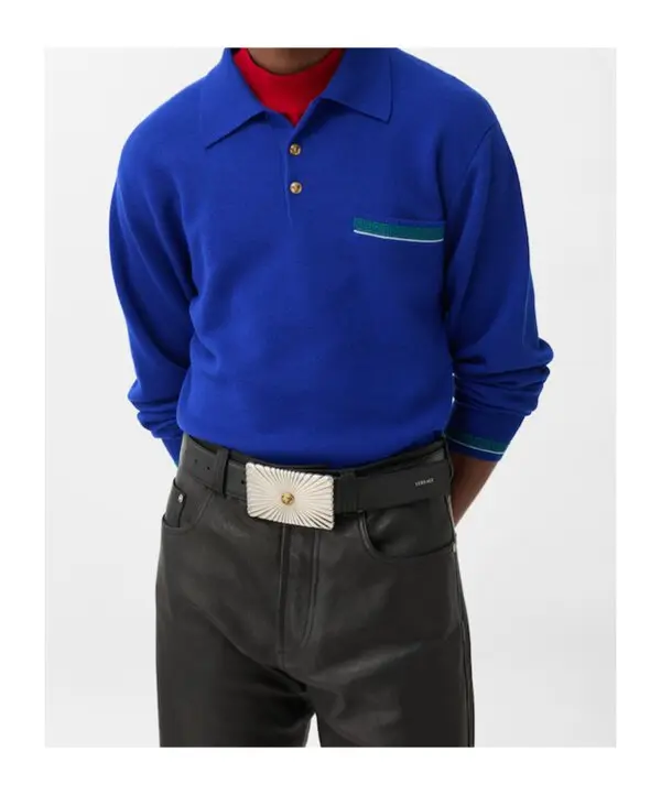 Versace Jacquard Wool-knit Polo Sweater