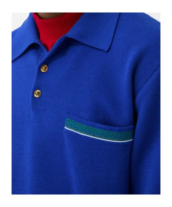 Versace Jacquard Wool-knit Polo Sweater