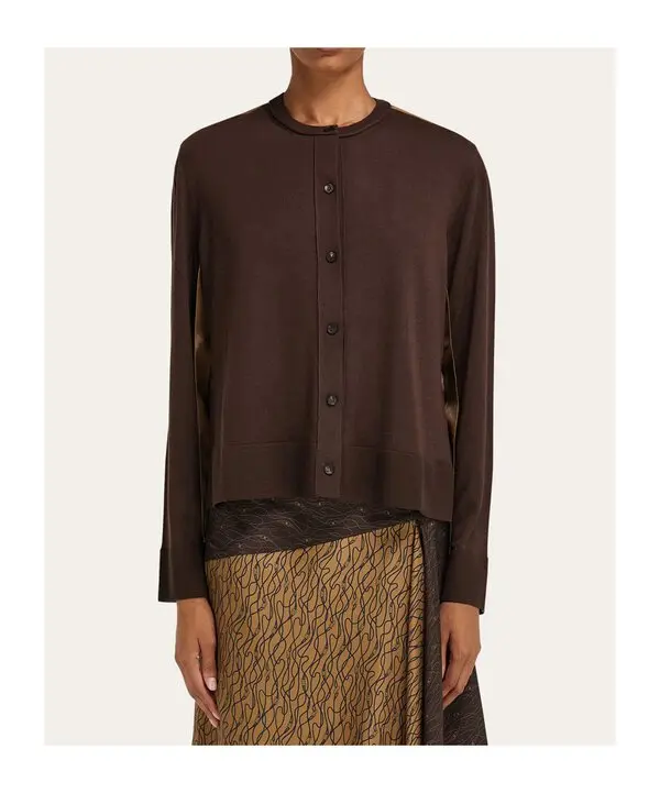 FERRAGAMO Cardigan With Silk Panel Detail