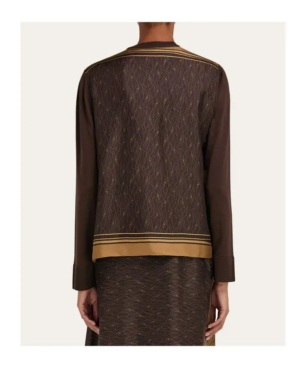 FERRAGAMO Cardigan With Silk Panel Detail