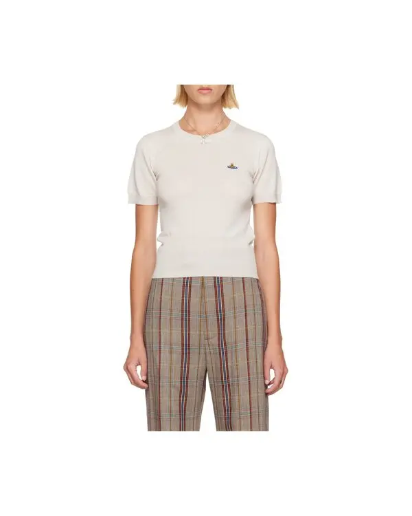 VIVIENNE WESTWOOD Bea Logo Knitted Top - Limestone