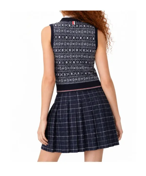 Thom Browne Fairisle Jacquard Wool Vest - Navy Blue