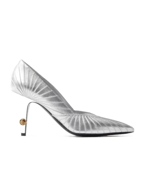Versace Metallic Nappa Pumps 90 Mm - Silver