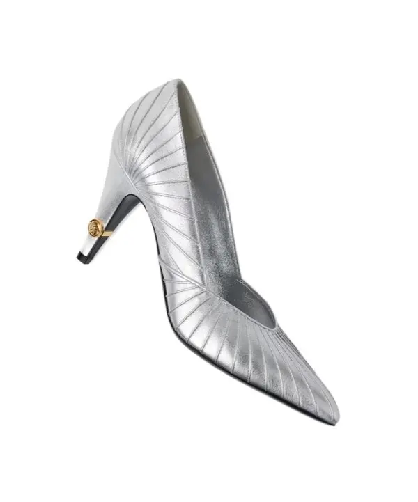 Versace Metallic Nappa Pumps 90 Mm - Silver
