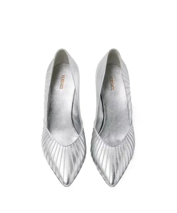 Versace Metallic Nappa Pumps 90 Mm - Silver