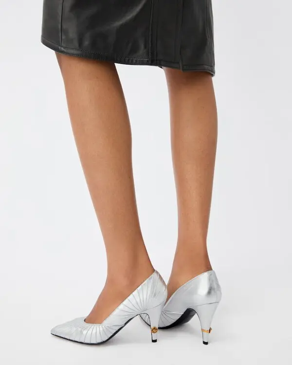 Versace Metallic Nappa Pumps 90 Mm - Silver