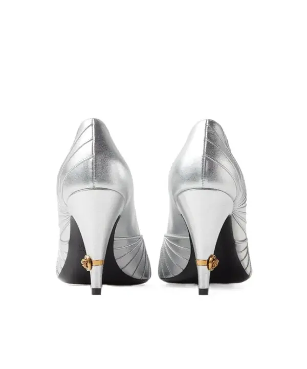 Versace Metallic Nappa Pumps 90 Mm - Silver