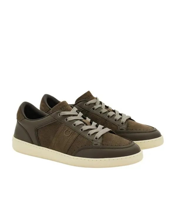 FERRAGAMO Vintage-inspired Leather And Suede Sneakers