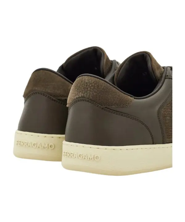 FERRAGAMO Vintage-inspired Leather And Suede Sneakers
