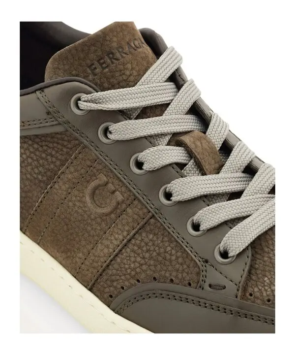 FERRAGAMO Vintage-inspired Leather And Suede Sneakers