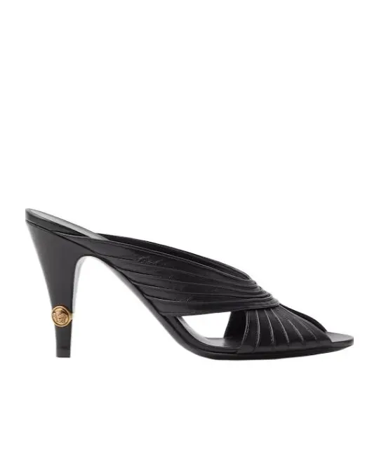 Versace Nappa Mules 90 Mm - Black