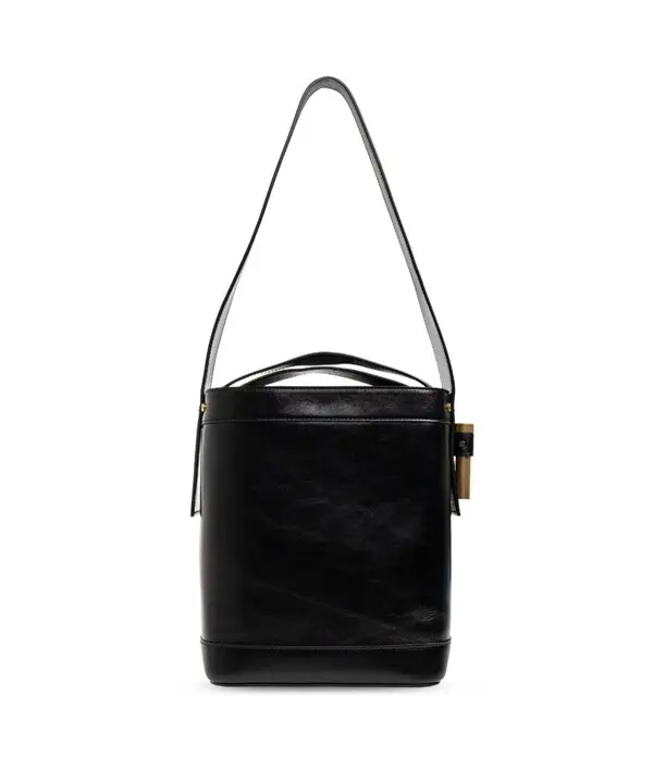Versace Pivot Small Leather Bucket Bag - Black