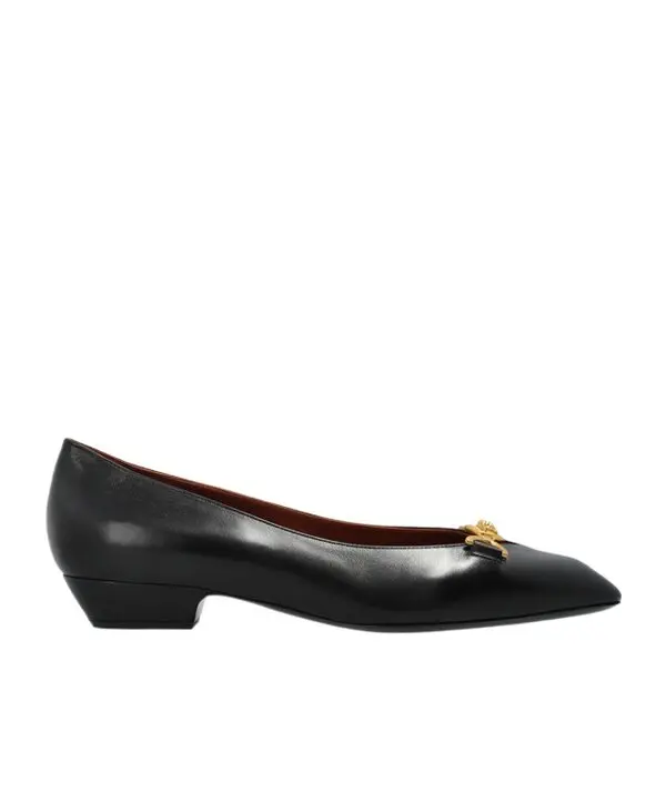 Versace Pointed-toe Leather Ballet Flats
