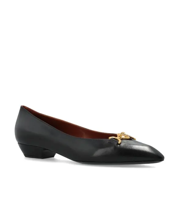 Versace Pointed-toe Leather Ballet Flats
