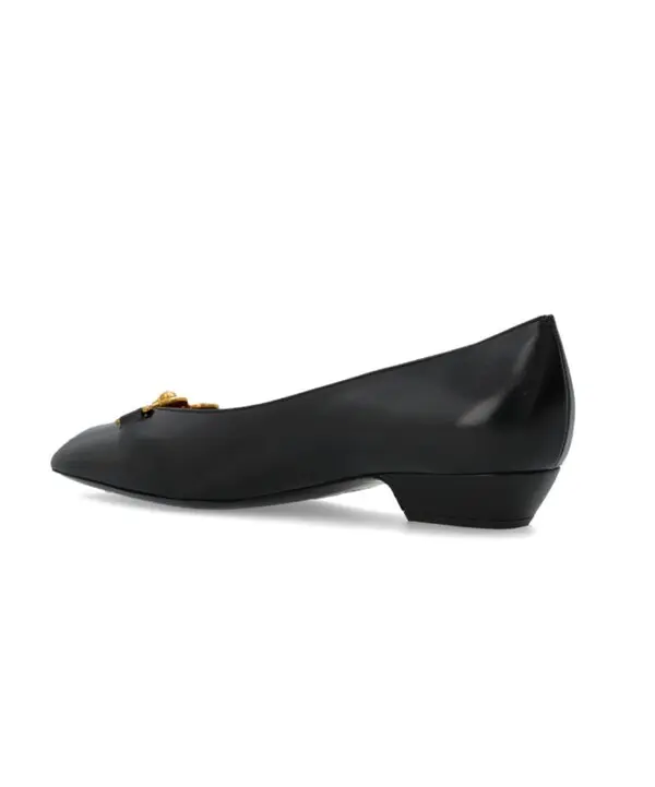 Versace Pointed-toe Leather Ballet Flats