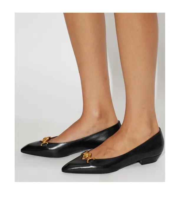 Versace Pointed-toe Leather Ballet Flats