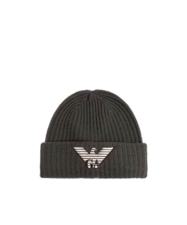 Emporio Armani Ribbed Knit Hat - Grey