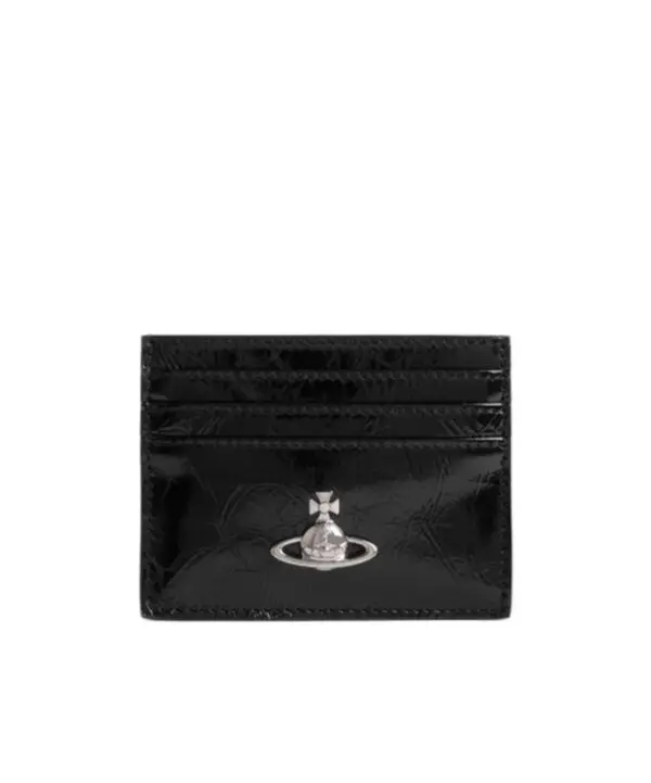 VIVIENNE WESTWOOD Saturn Logo Card Holder - Black