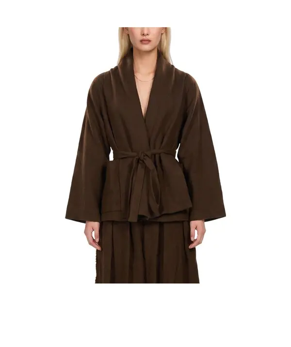 UMA WANG Casual Lace-up Jacket - Dark Brown