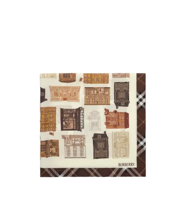 Burberry Storefront-print Silk Scarf - Treacle Brown