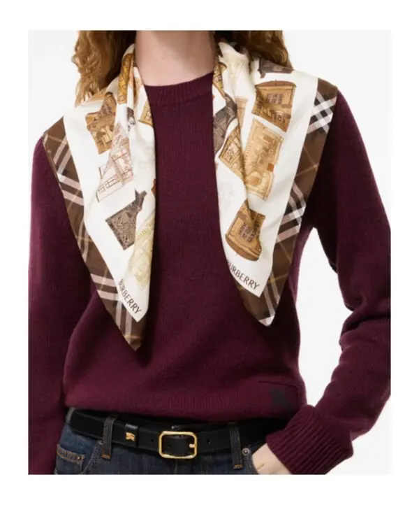Burberry Storefront-print Silk Scarf - Treacle Brown