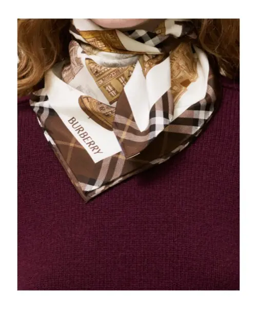 Burberry Storefront-print Silk Scarf - Treacle Brown