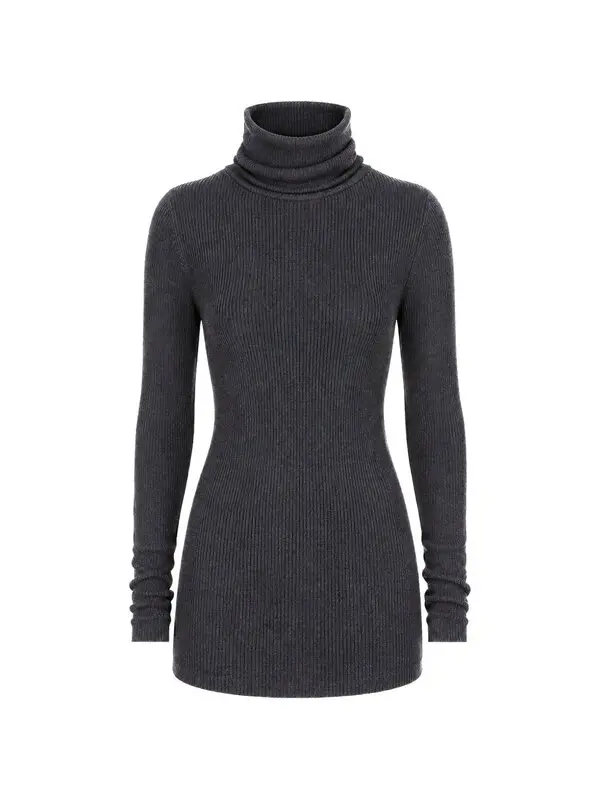Rick Owens Ribbed Turtleneck Knitted Top - Black
