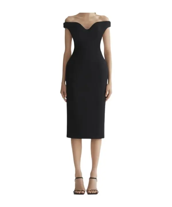 MUGLER Off-shoulder Sculptural Dress