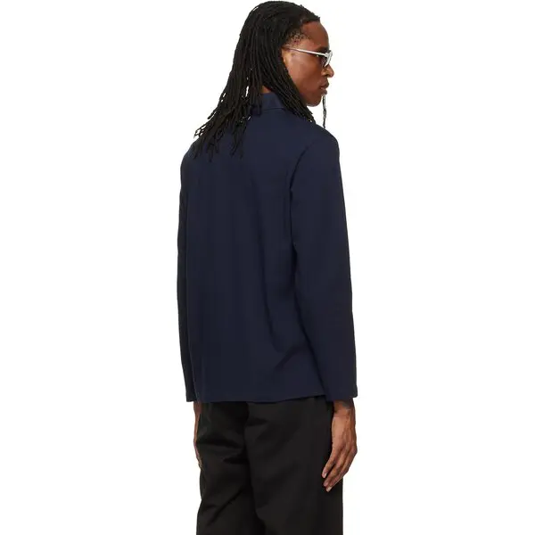 Thom Browne Navy Blue Oversized Colorblock Rugby Polo Shirt