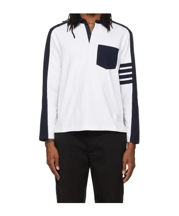 Thom Browne Oversized Colorblock Rugby Polo - White