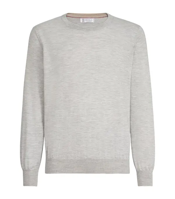 Brunello Cucinelli Cashmere-silk Crew-neck Sweater - Grey