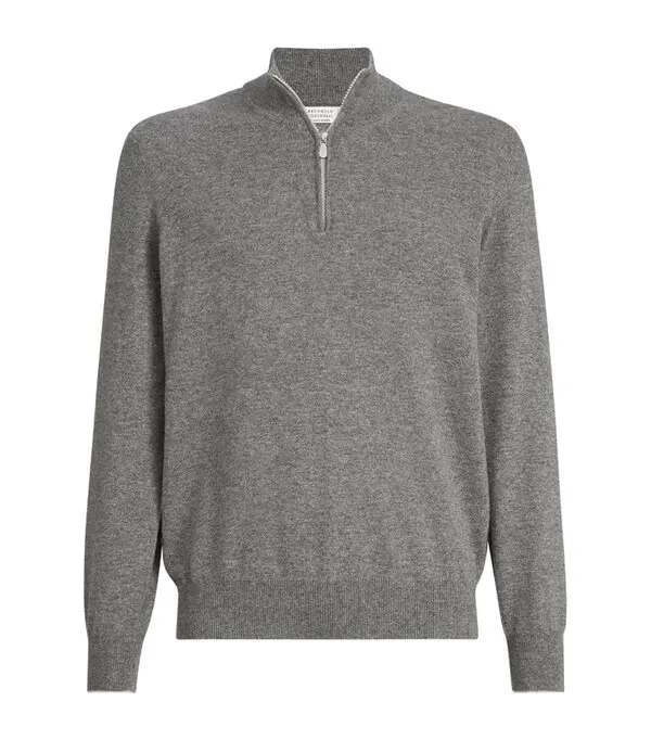 Brunello Cucinelli Cashmere Quarter-zip Sweater - Grey
