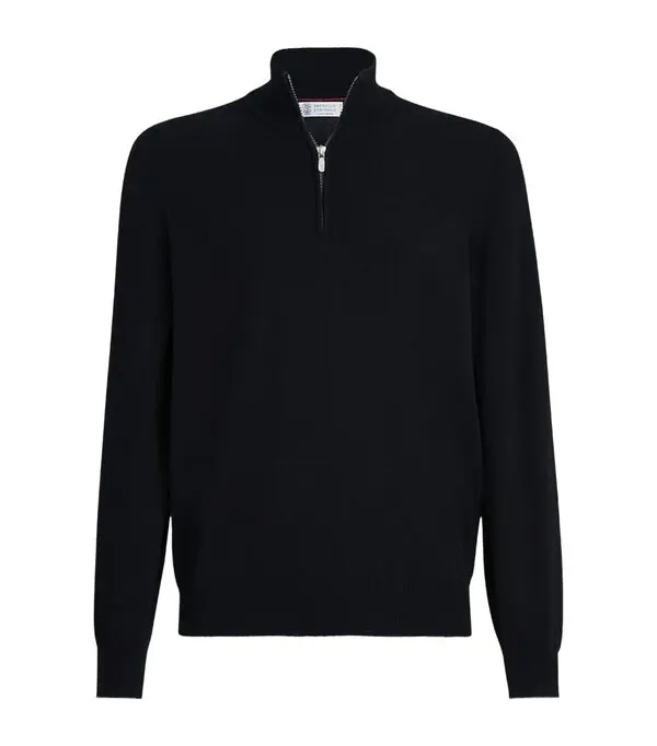Brunello Cucinelli Cashmere Quarter-zip Sweater - Black