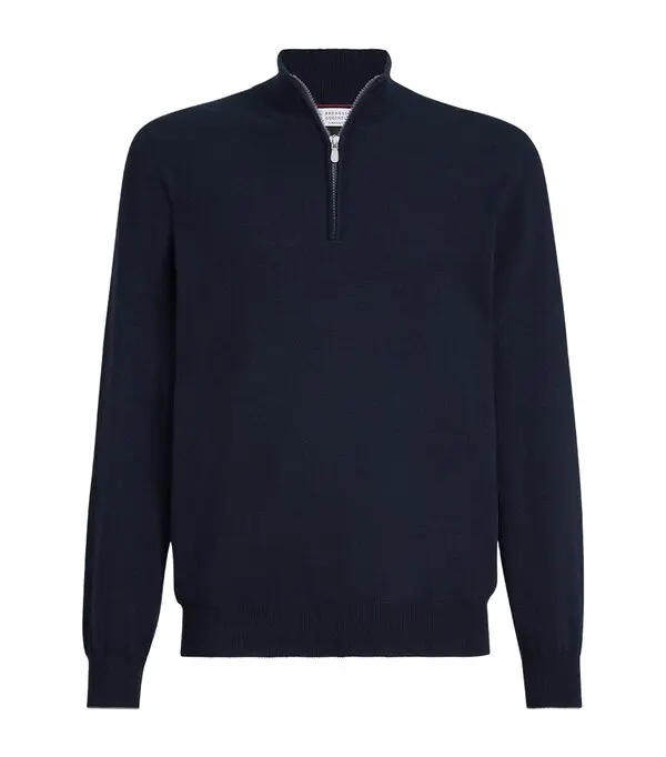 Brunello Cucinelli Cashmere Quarter-zip Sweater - Blue
