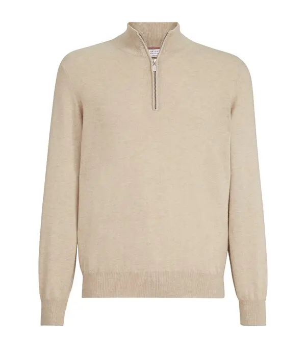 Brunello Cucinelli Cashmere Quarter-zip Sweater - Brown