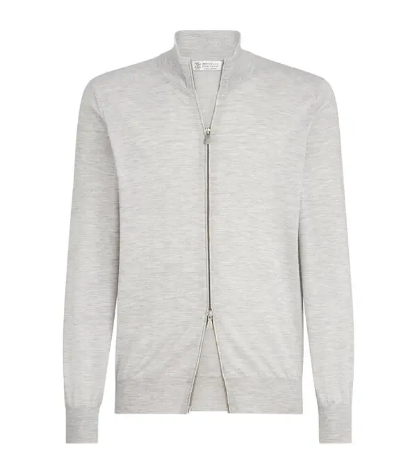 Brunello Cucinelli Two-way Zip Cardigan - Grey