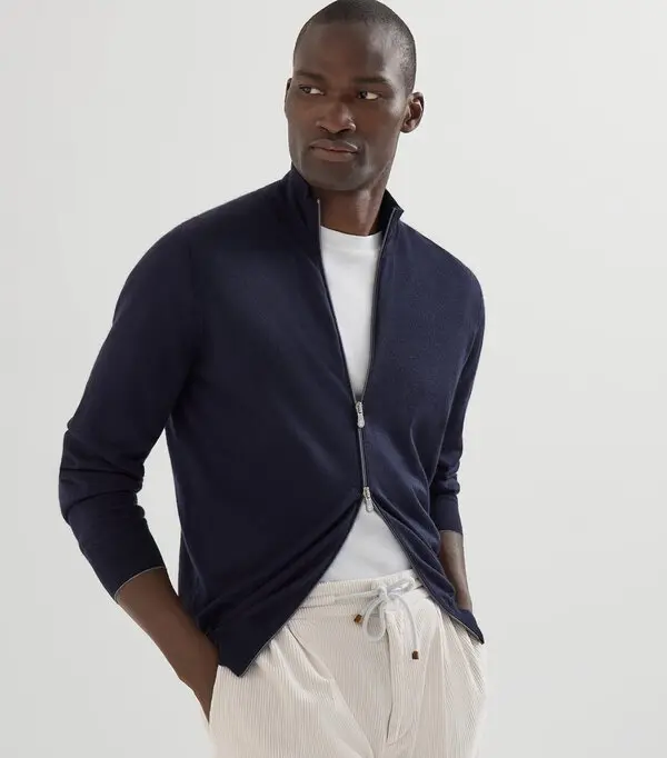 Brunello Cucinelli Cashmere-silk Zip-up Cardigan