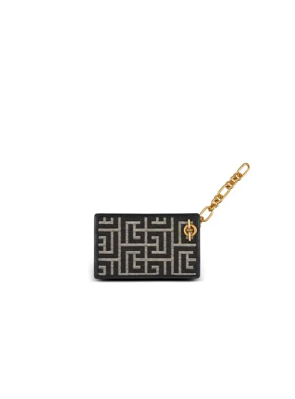 Balmain Pulse Card Holder In Monogram Jacquard
