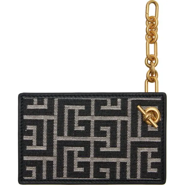 Balmain Pulse Card Holder In Monogram Jacquard