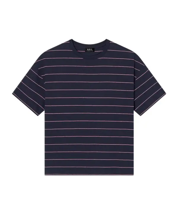 A.p.c. Loose T-shirt With Pink Stripes