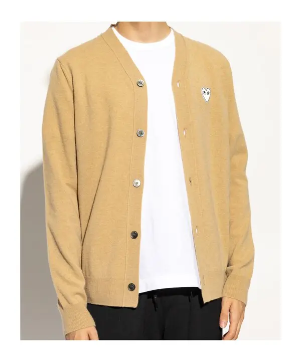 Play Comme Des Garcon Long-sleeved V-neck Sweater