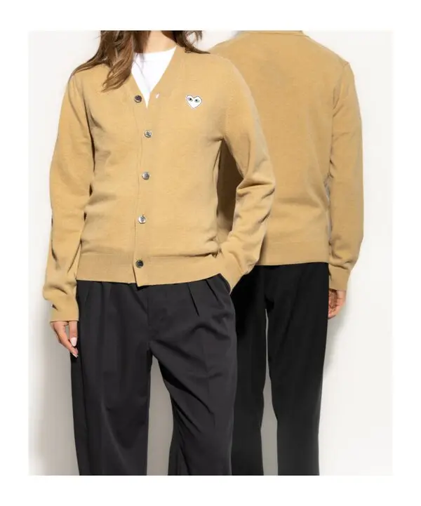 Play Comme Des Garcon Long-sleeved V-neck Sweater