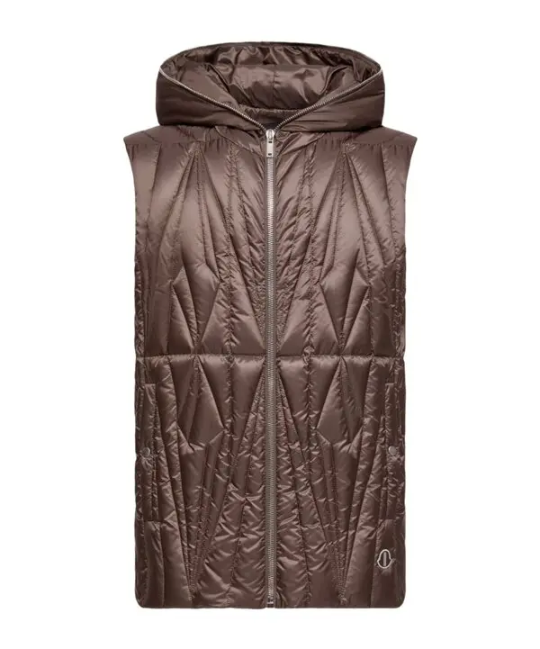Moncler Rick Owens Geocamo Ziplock Hooded Down Vest - Taupe
