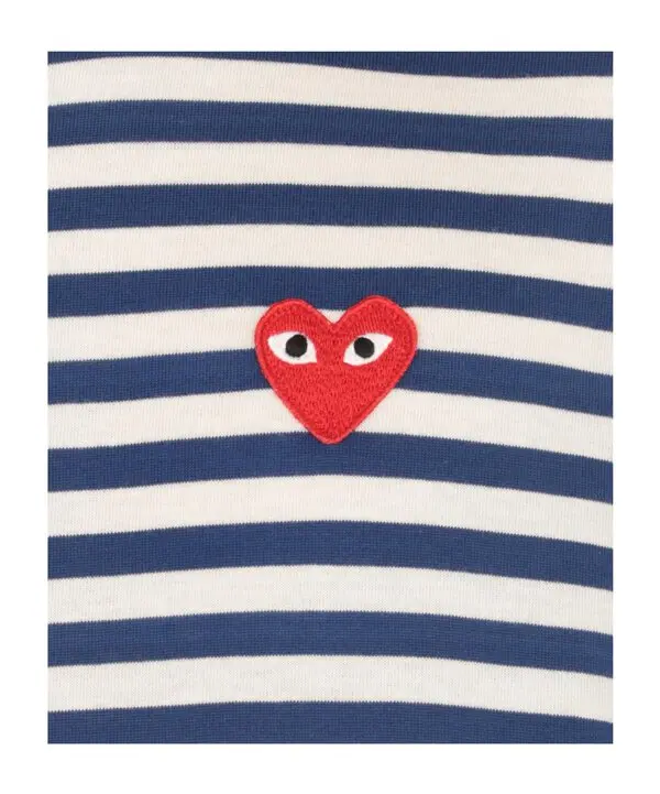 Play Comme Des Garcon Heart-patch Striped Cotton T-shirt