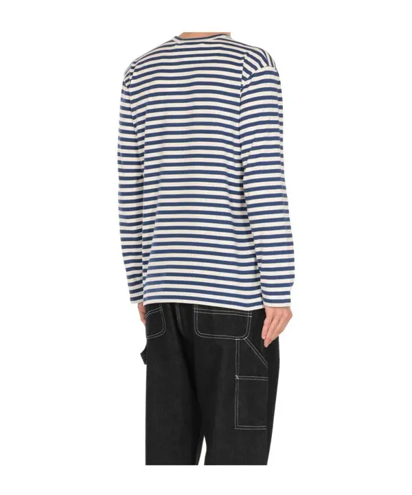 Play Comme Des Garcon Heart-patch Striped Cotton T-shirt