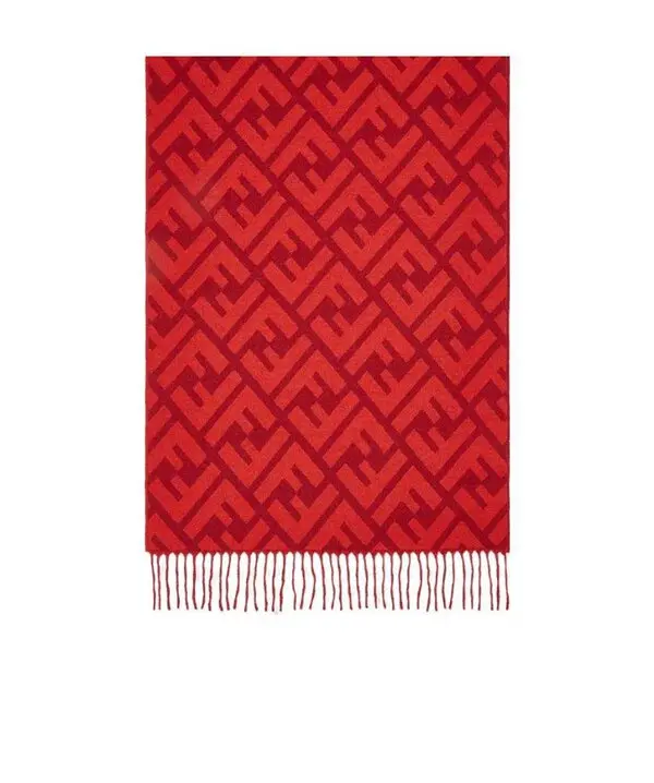 Fendi Ff Monogram Fringed-edge Scarf