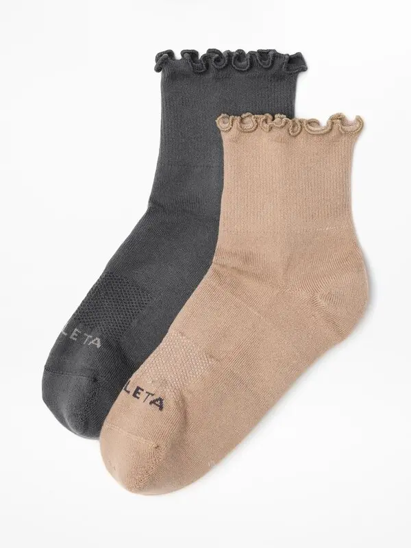 Athleta Ruffle Everyday Quarter Crew Sock 2-pack