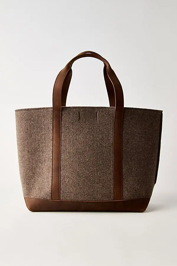 L.l.bean Leather Trim Wool Tote