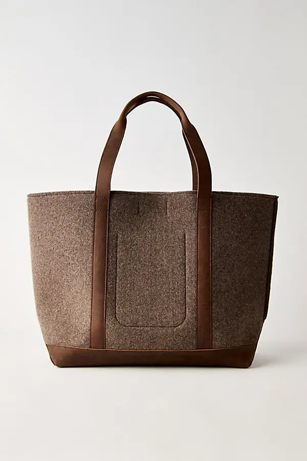 L.l.bean Leather Trim Wool Tote